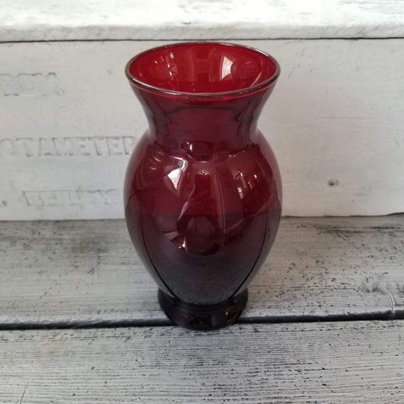 Vintage red vase ruby red vase vintage glass vase vintage | Etsy
