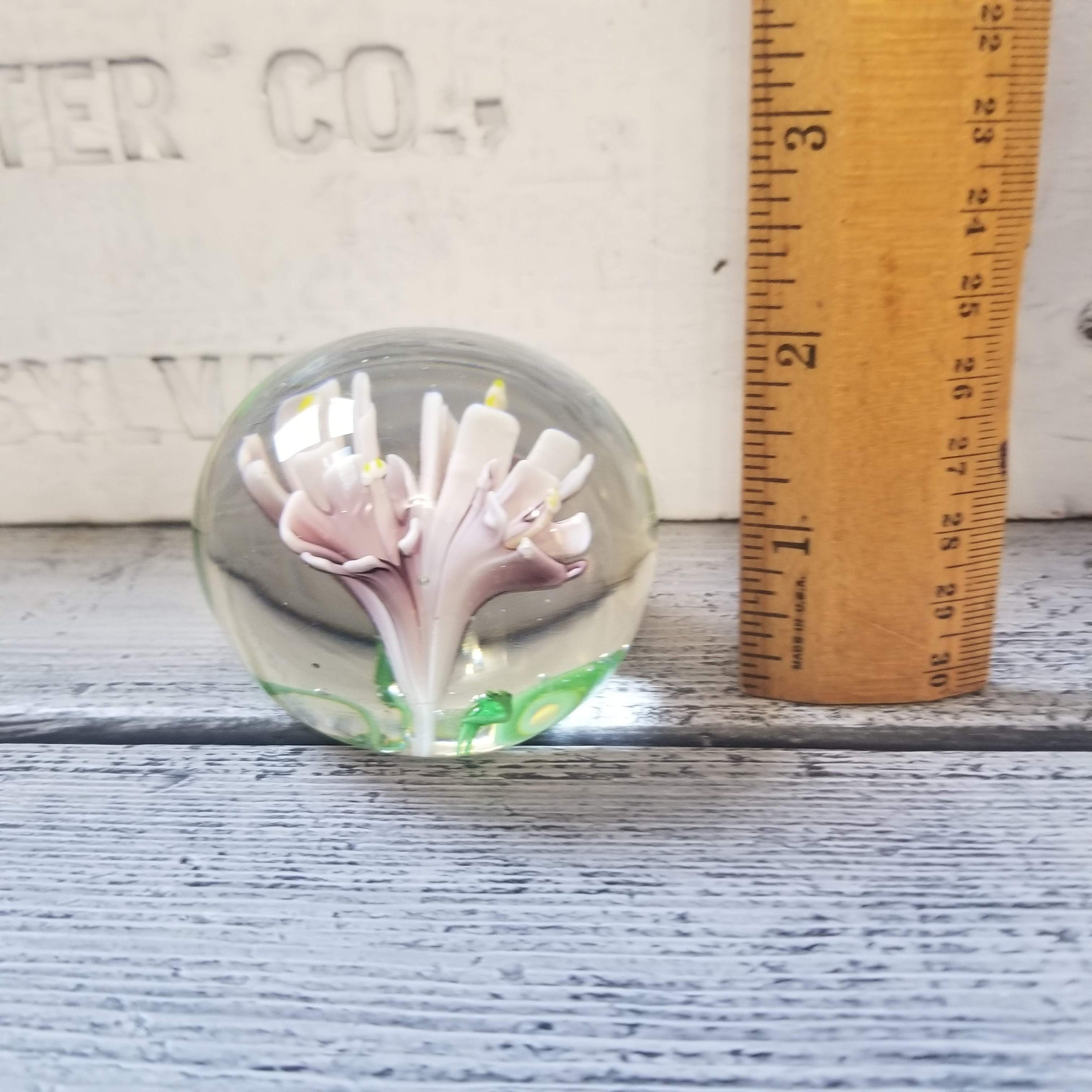 Glass Flower Paperweight Vintage Purple Flower Paperweight - Etsy