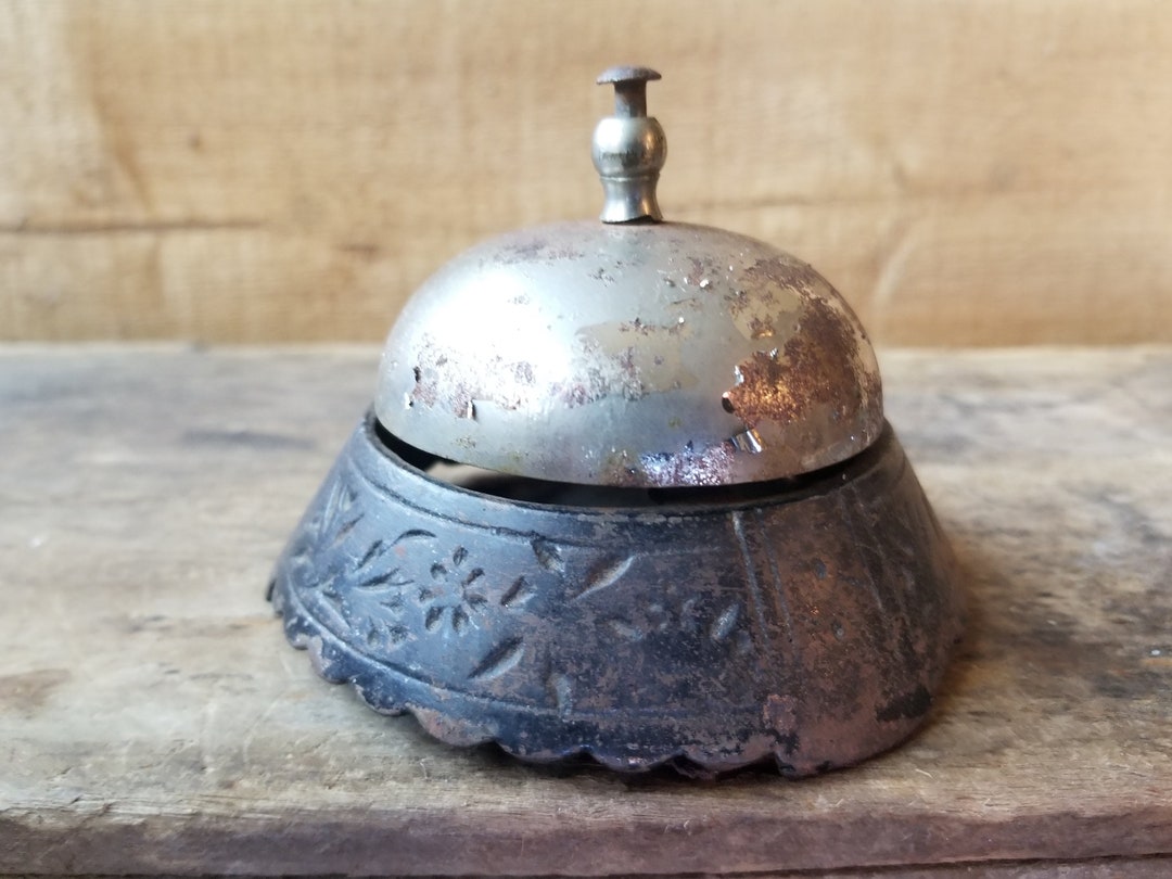 Antique School Bell, Office Bell, Hotel Desk Bell, Rusty Bell Ringer ...