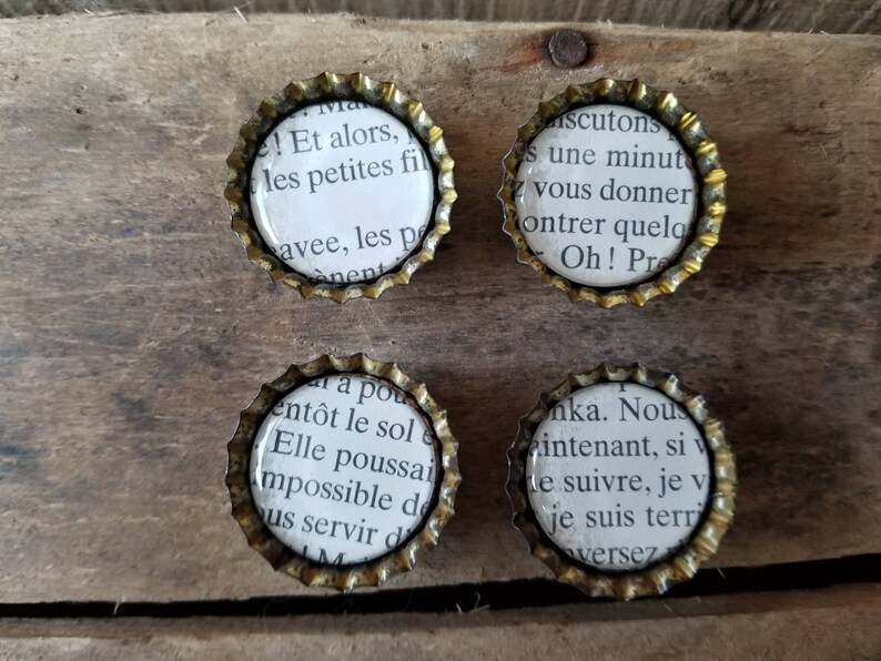 French Book Page Magnets Set of 4 Shabby Chic Book Magnets - Etsy