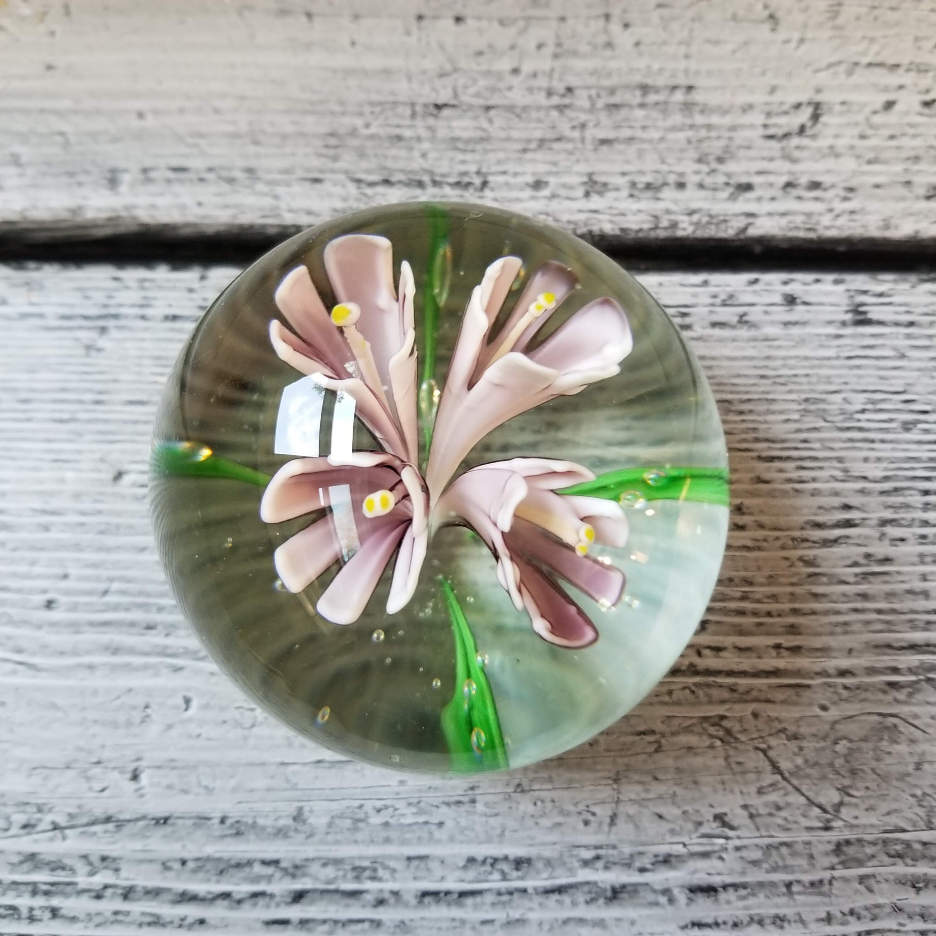 Glass Flower Paperweight Vintage Purple Flower Paperweight - Etsy