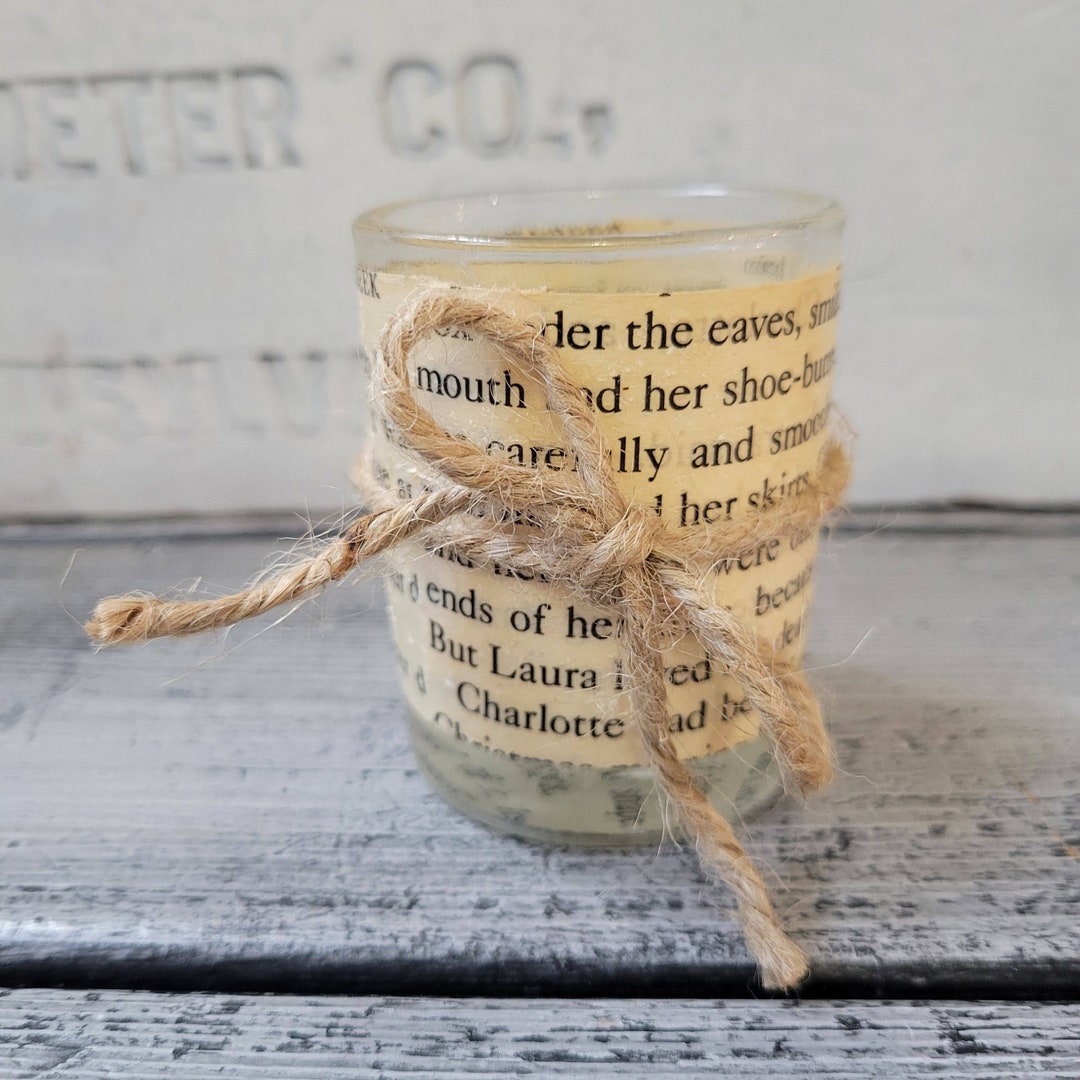 Book Page Candle Votive Holder, Book Candle, Book Lover Gift, Book Club ...