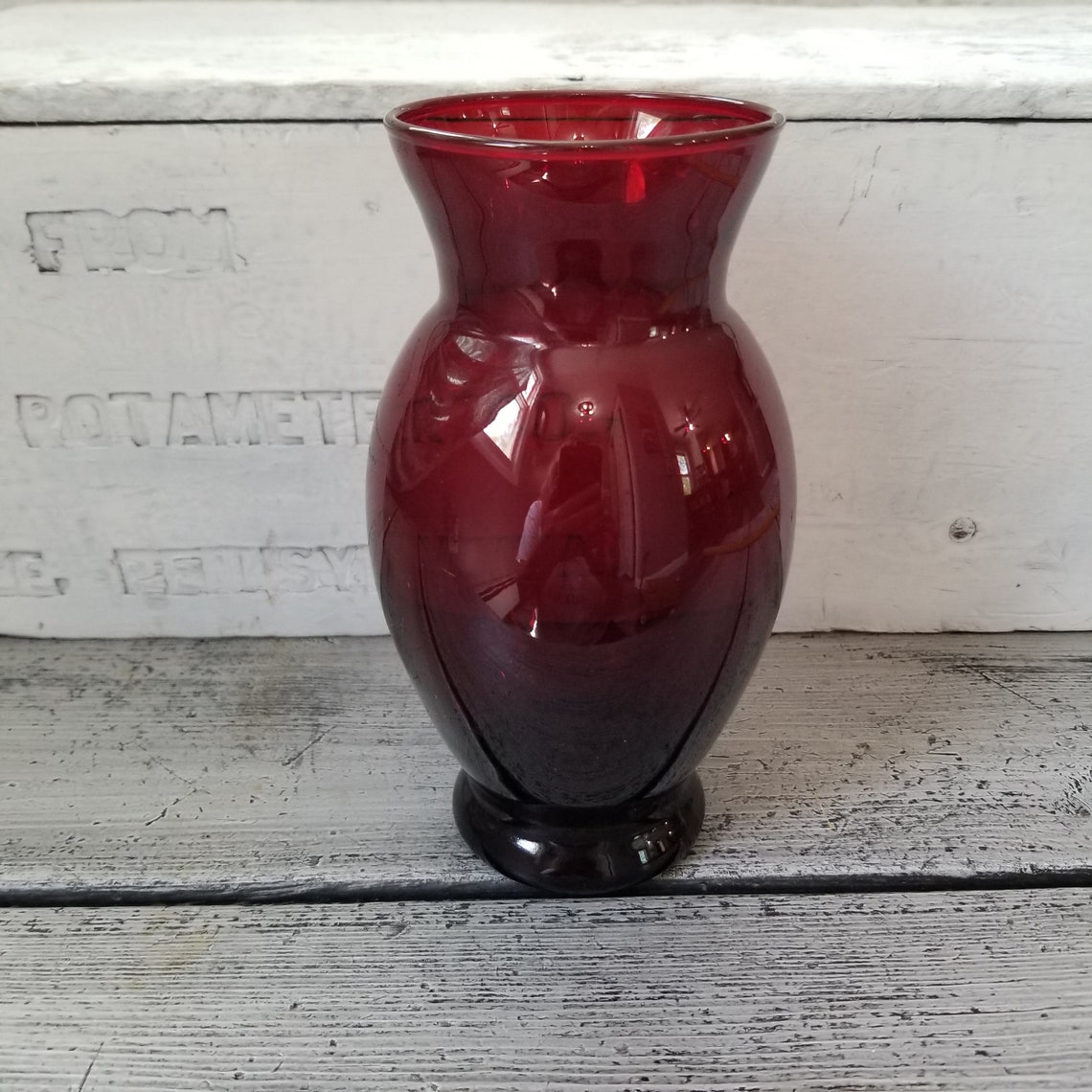 Vintage red vase ruby red vase vintage glass vase vintage | Etsy