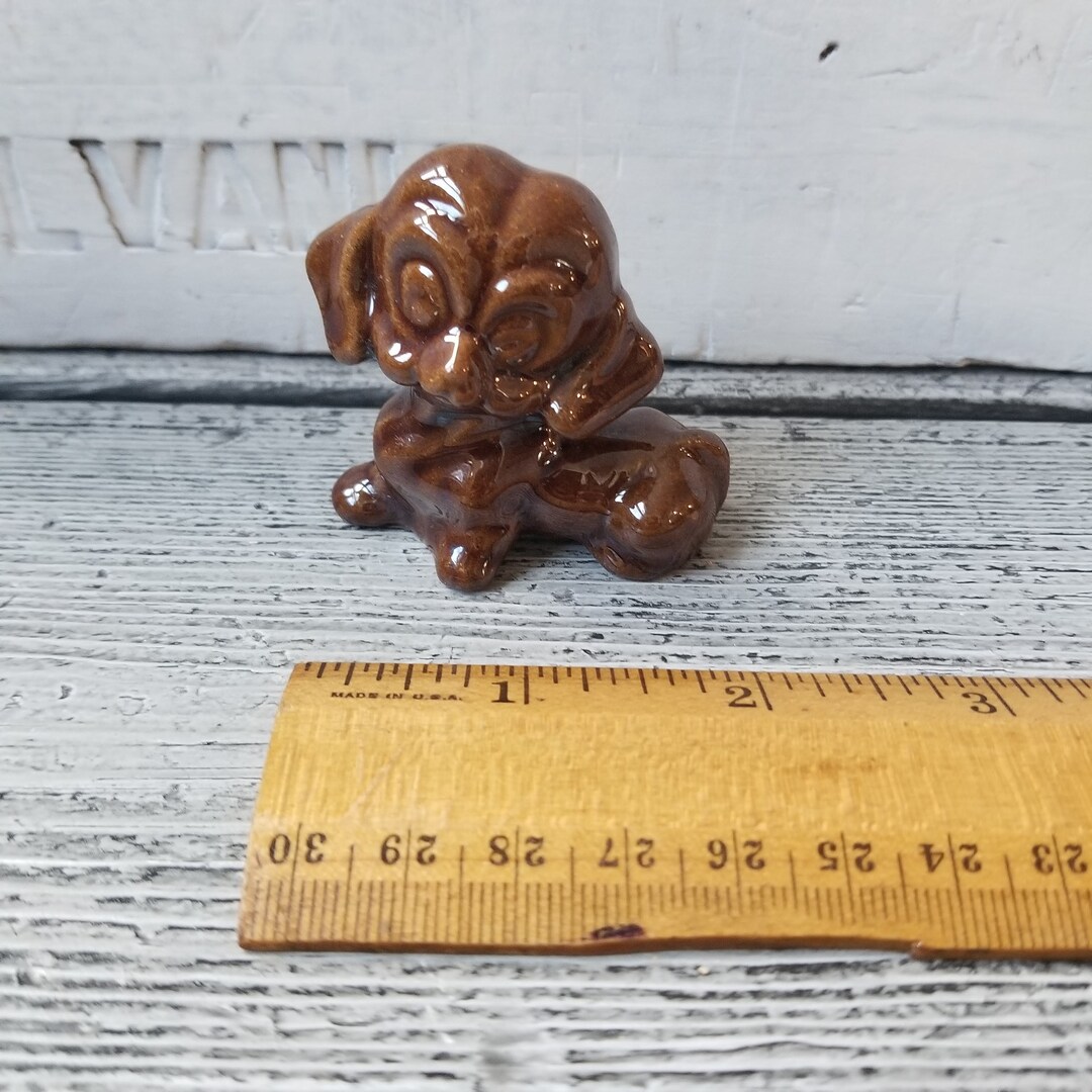 Vintage Dog Collectible, Small Red Clay Dog Vintage, Brown Dog Figure ...