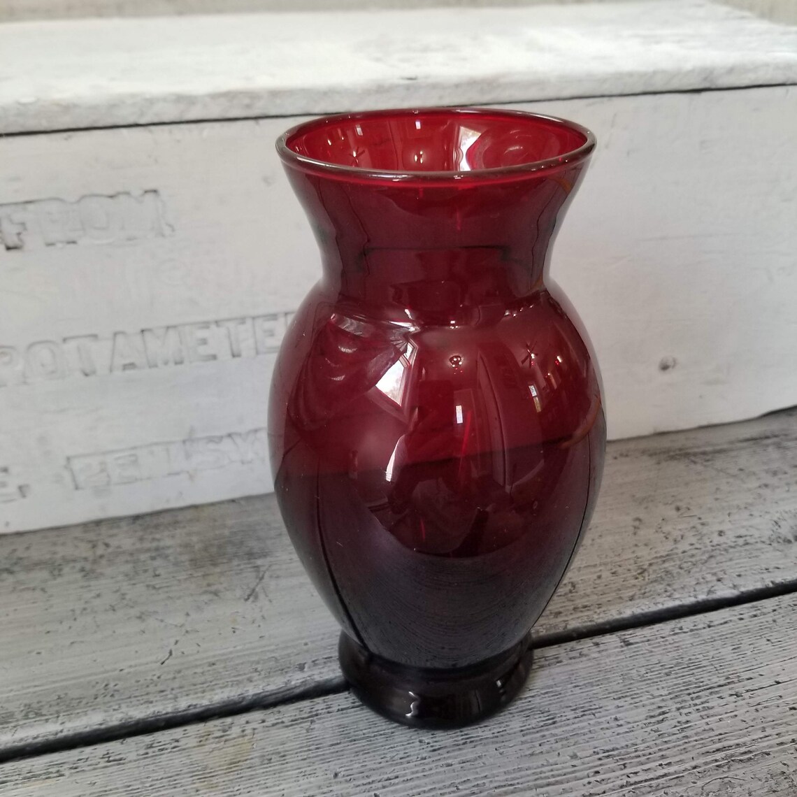 Vintage red vase ruby red vase vintage glass vase vintage | Etsy