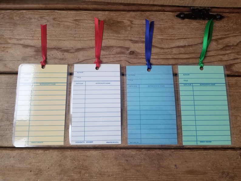 Library Checkout Card Bookmarks Set of 4 Vintage Blank | Etsy