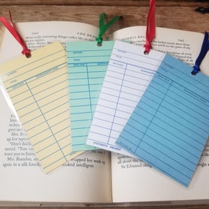 Library Checkout Card Bookmarks Set of 4, Blank Checkout Cards, Book ...