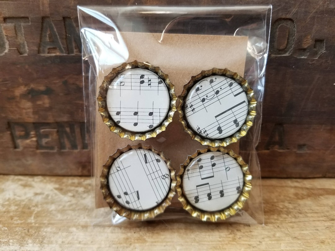 Sheet Music Magnets, Music Note Magnets, Set of 4 Shabby Chic Sheet ...