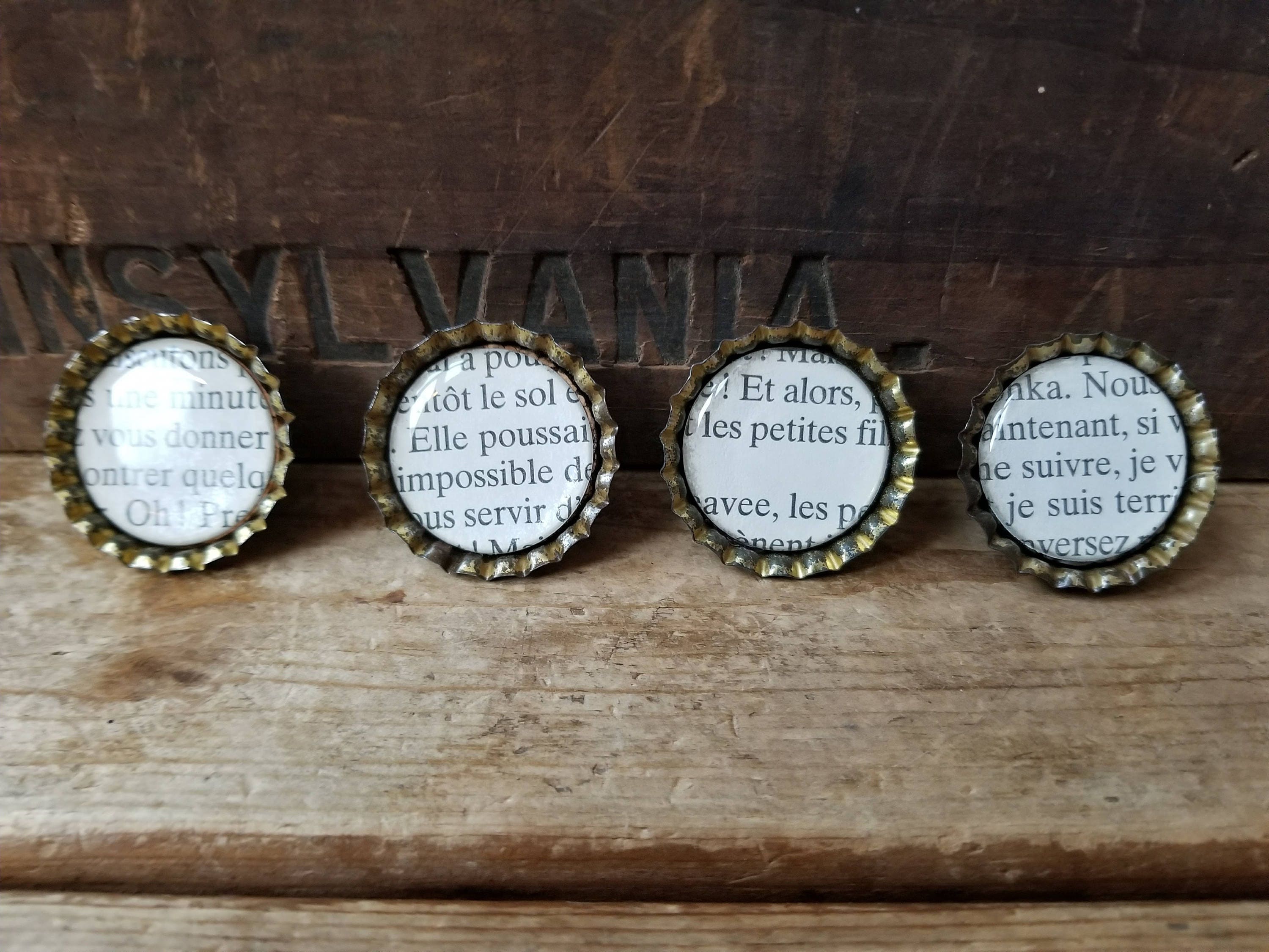 French Book Page Magnets Set of 4 Shabby Chic Book Magnets - Etsy