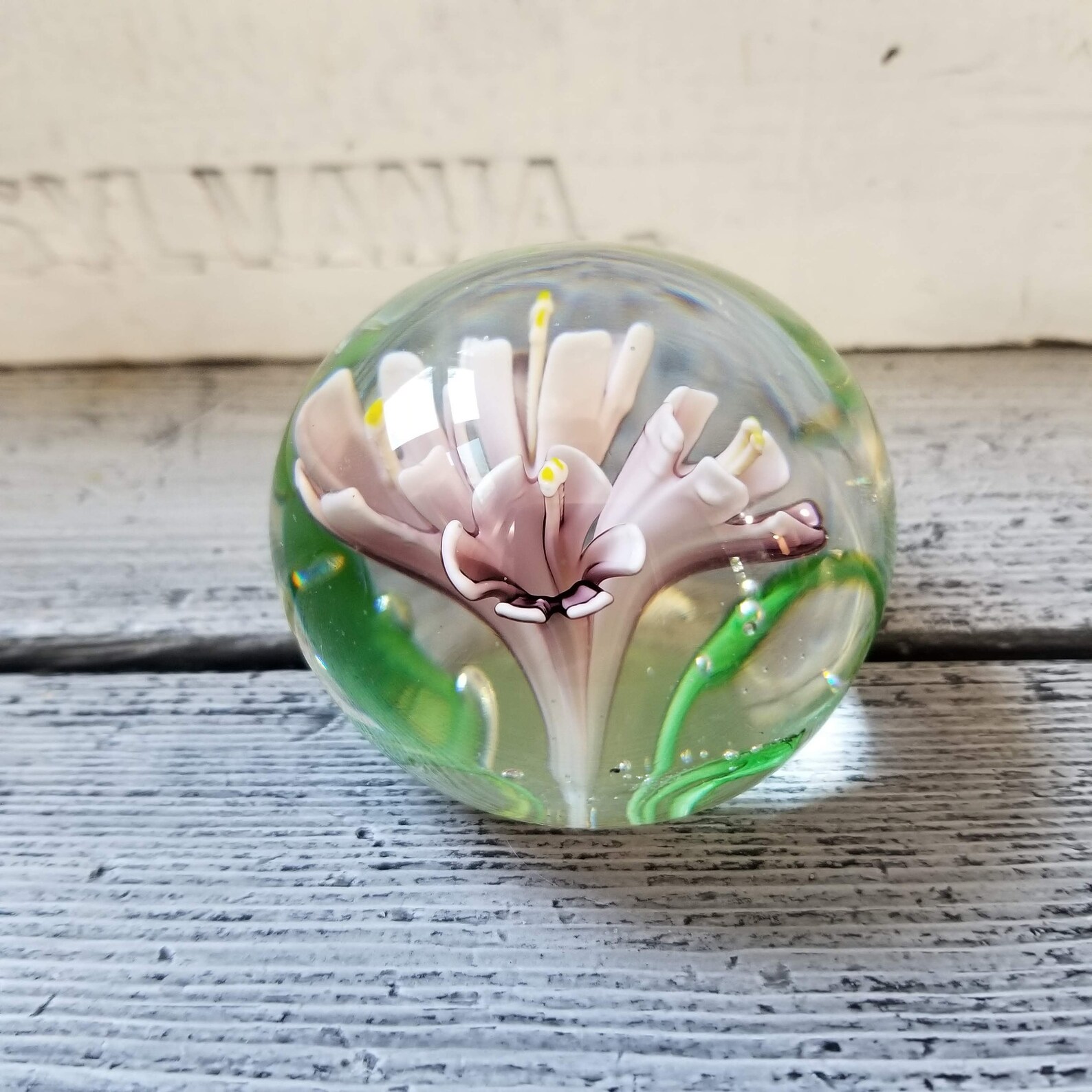Glass Flower Paperweight Vintage Purple Flower Paperweight - Etsy