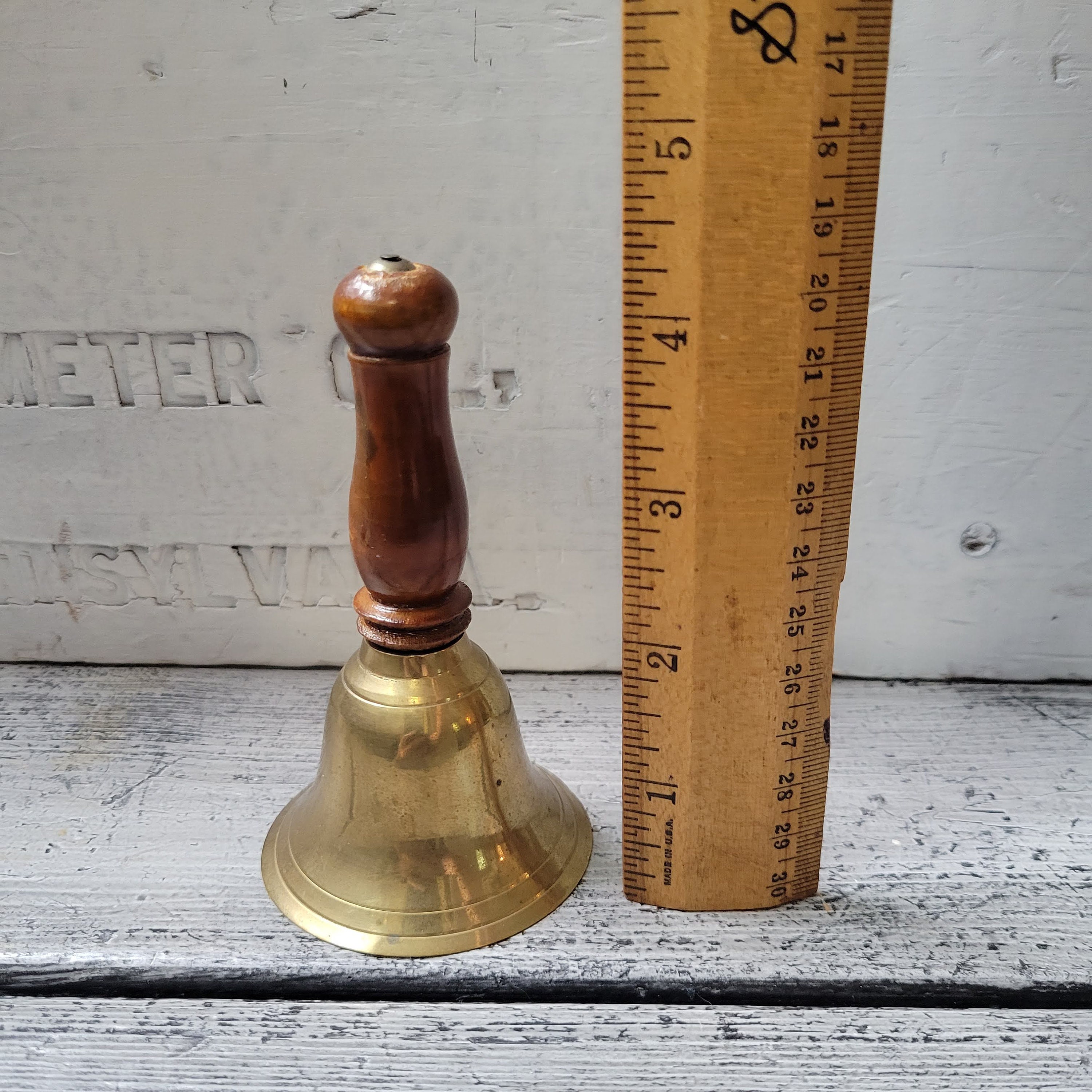 Vintage wood and brass bell small wood bell small brass | Etsy