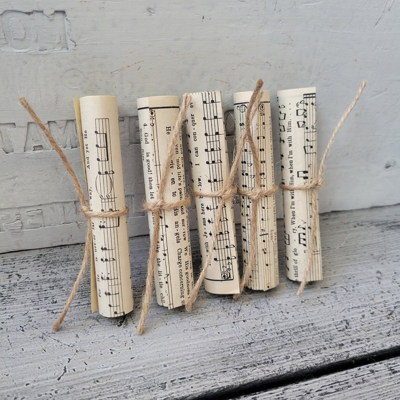 Vintage Mini Scrolls 5, Small Music Scrolls, Vintage Small Sheet Music ...
