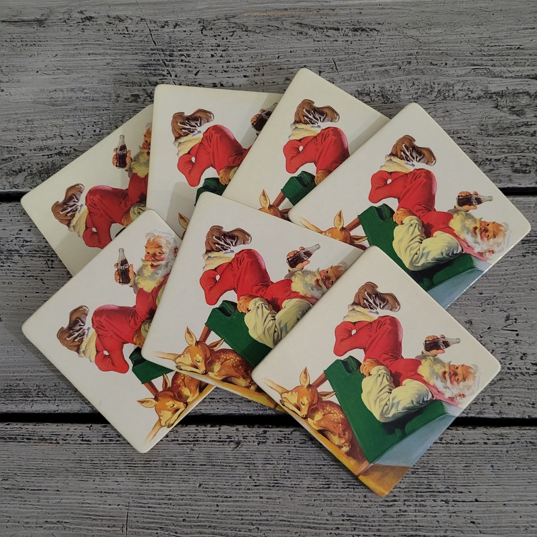 Vintage Coca Cola Santa Coasters, Vintage Coke Coasters, Coke Coasters ...