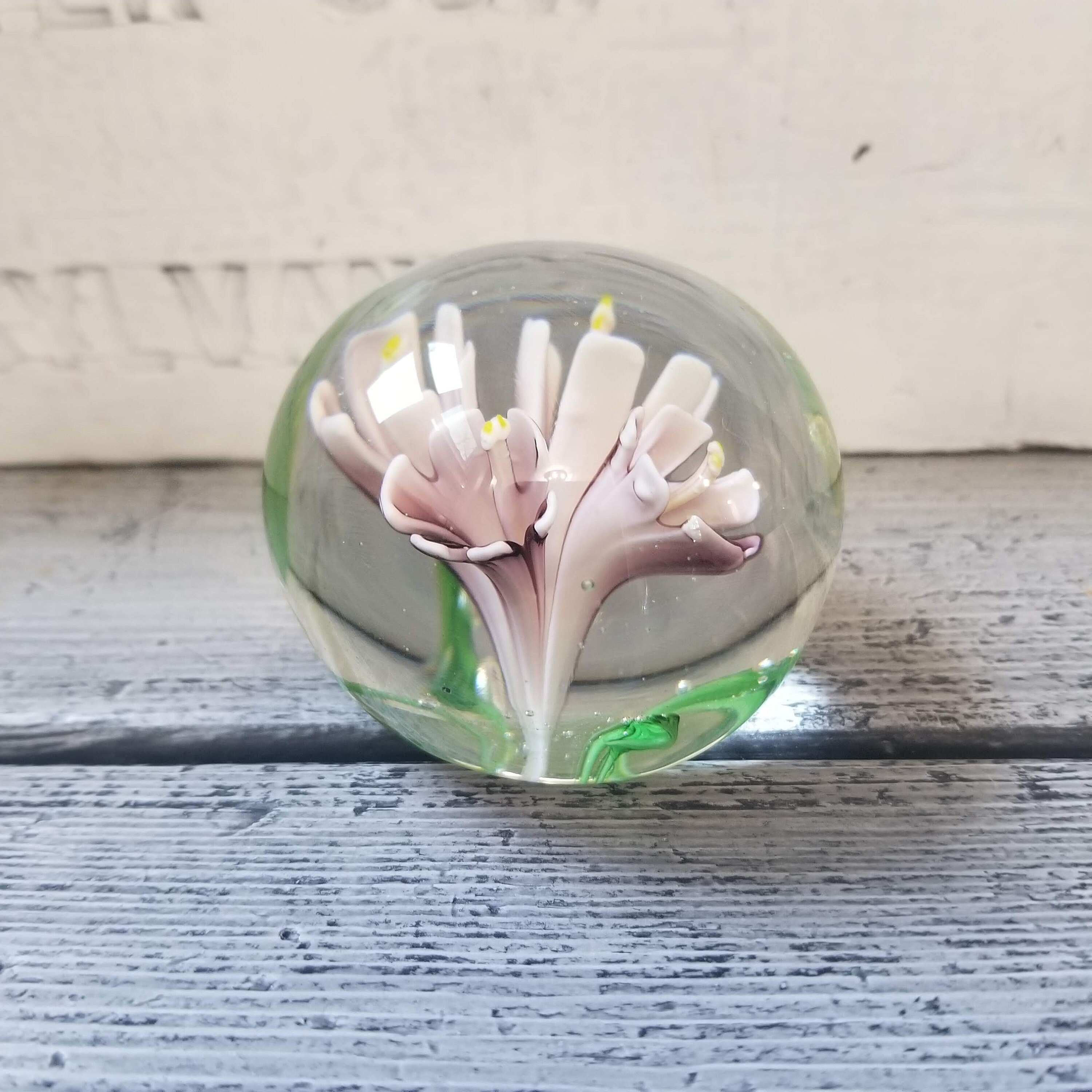 Glass Flower Paperweight Vintage Purple Flower Paperweight - Etsy