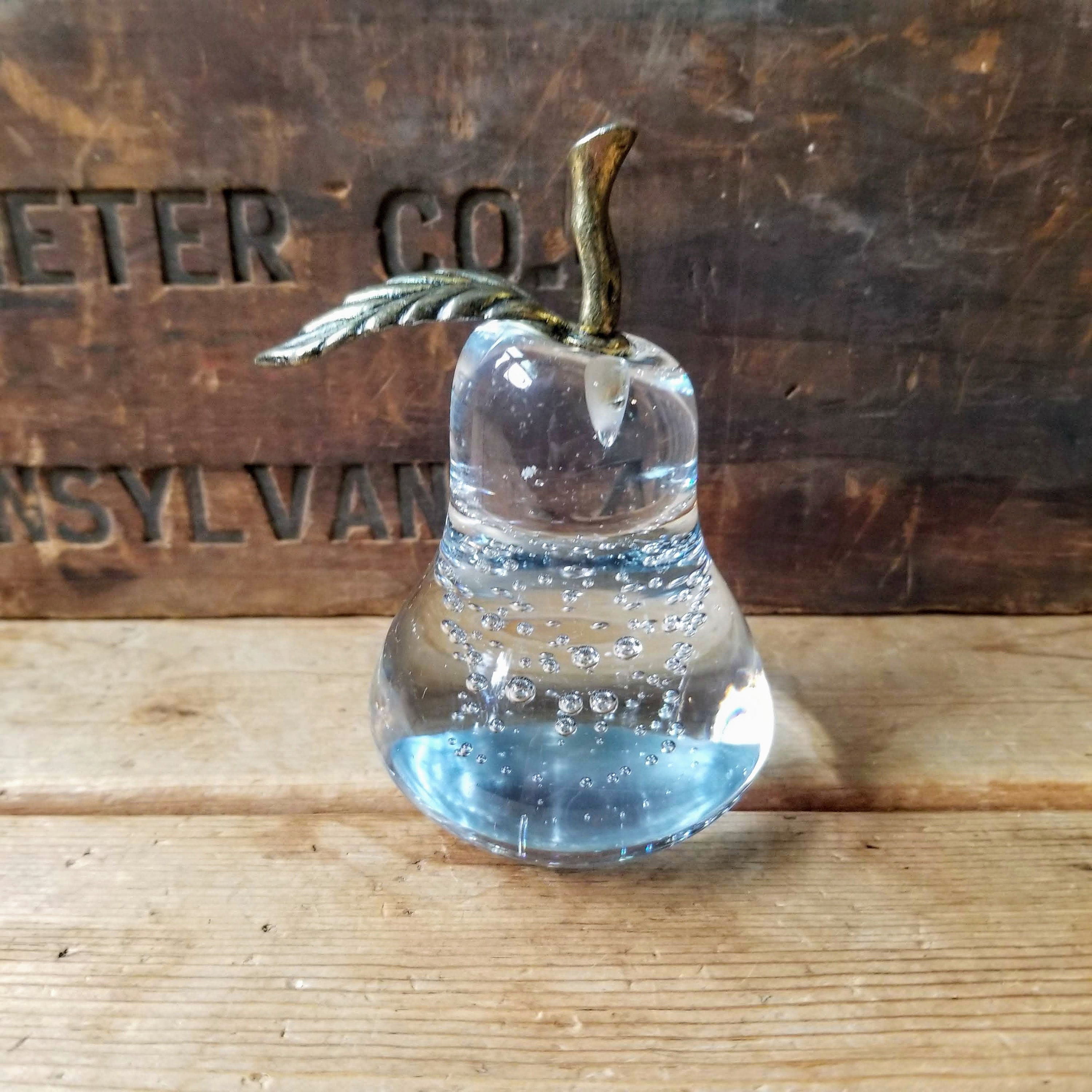 Pear paperweight glass glass pear paperweight clear glass | Etsy