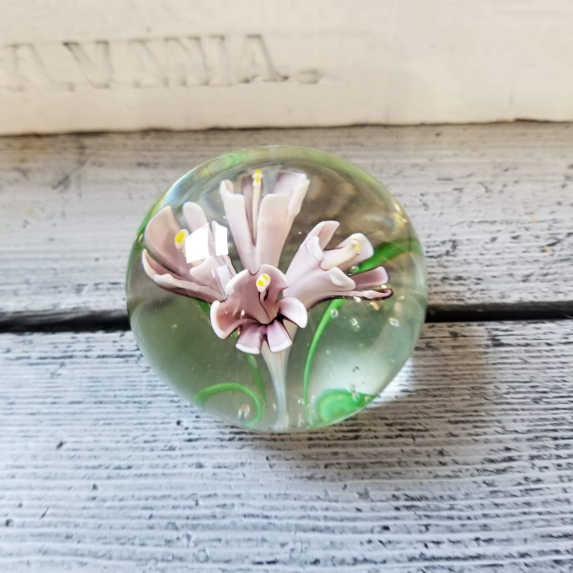 Glass Flower Paperweight Vintage Purple Flower Paperweight - Etsy