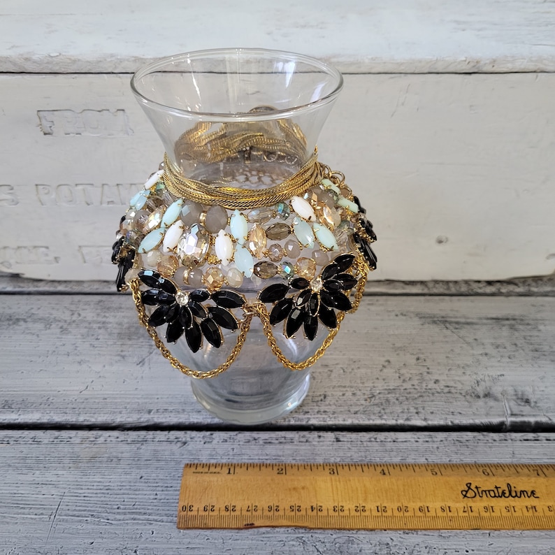 Jeweled Vase Bejeweled Glass Vase Vintage Jewelry Vase - Etsy