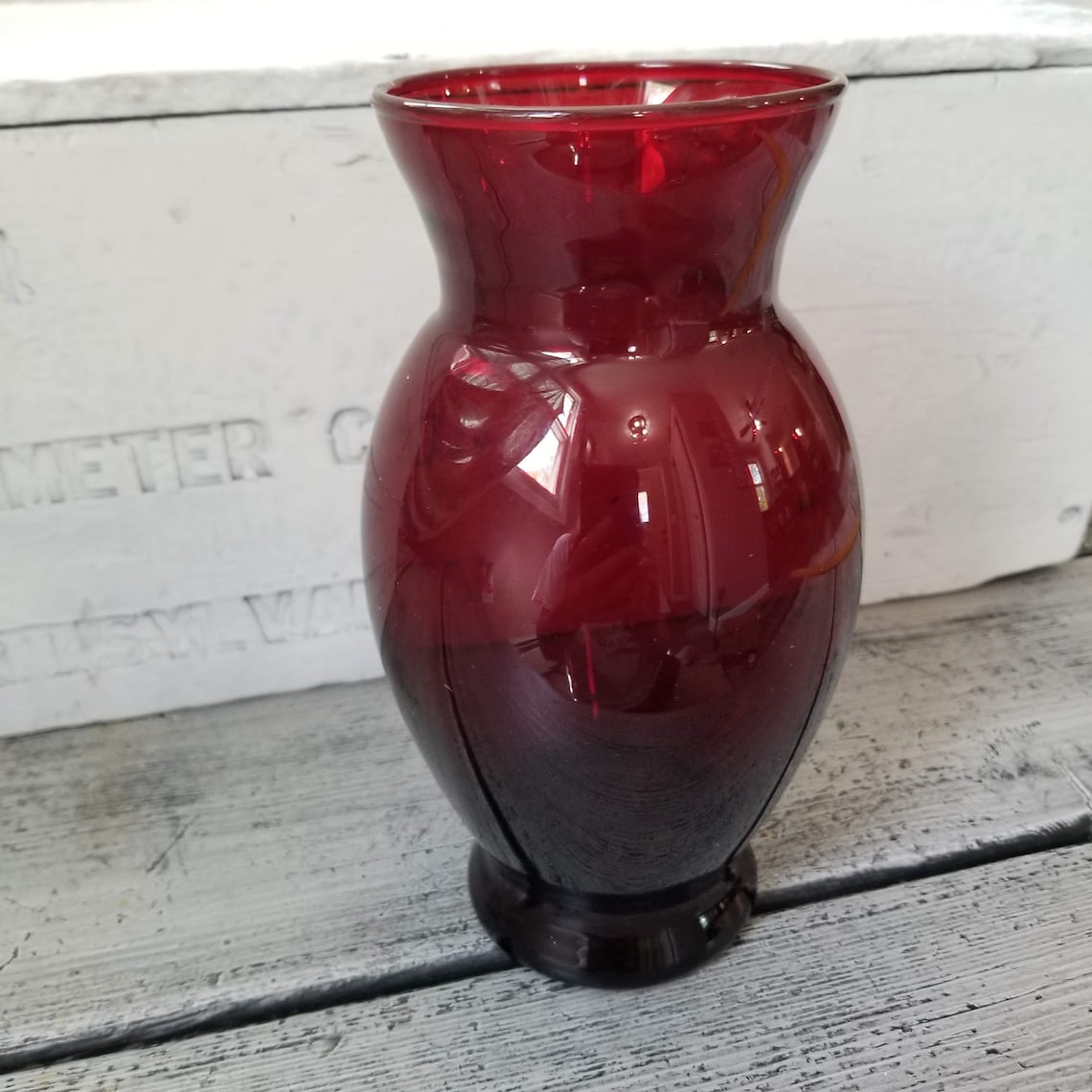 Vintage red vase ruby red vase vintage glass vase vintage | Etsy