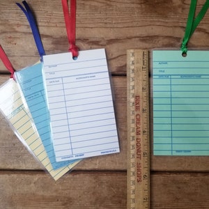 Library Checkout Card Bookmarks Set of 4, Blank Checkout Cards, Book ...