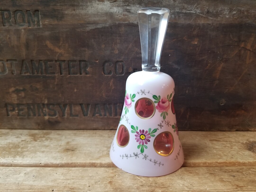 Pink Fancy Bell, Bohemian Glass Bell, Victorian Bell, Bell Made in ...