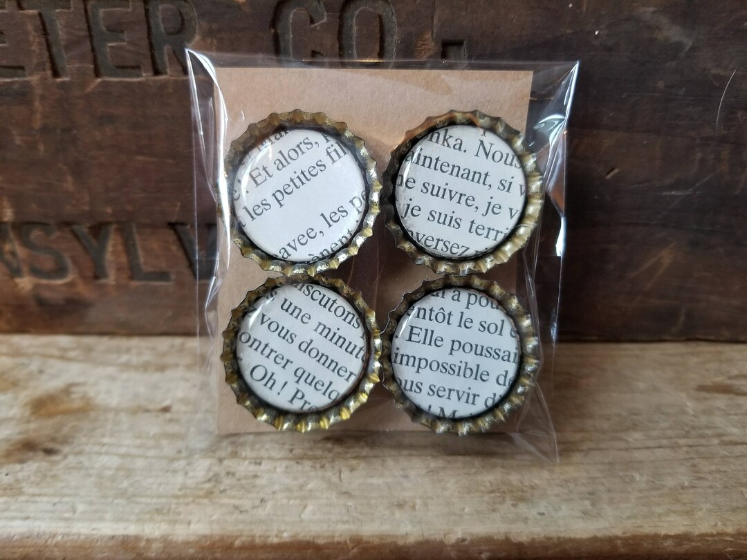French Book Page Magnets, Set of 4 Shabby Chic Book Magnets, Upcycled ...