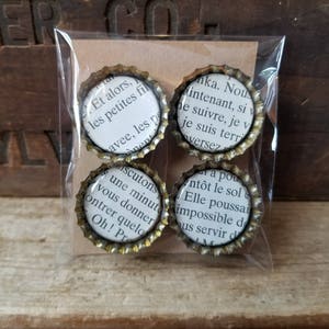 French Book Page Magnets, Set of 4 Shabby Chic Book Magnets, Upcycled ...