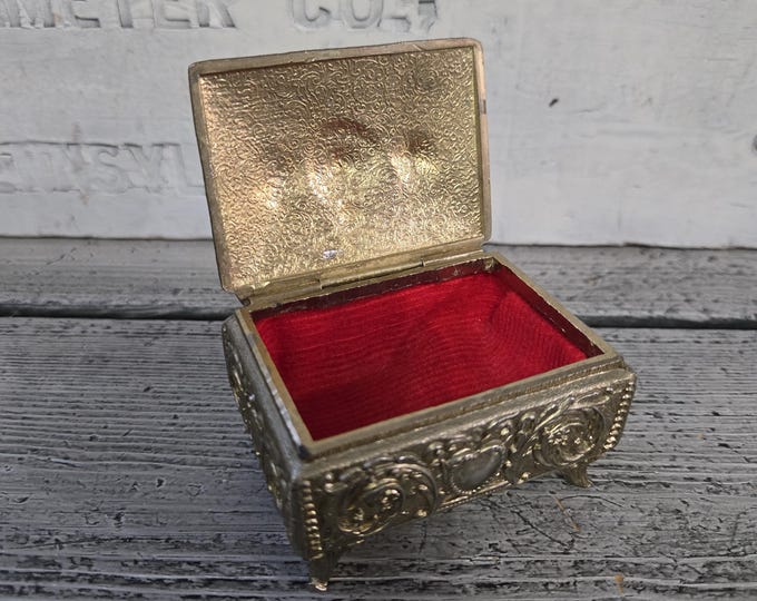 Vintage Gold/silver Ornate Jewelry Box, Small Silver Trinket Box, Gold ...