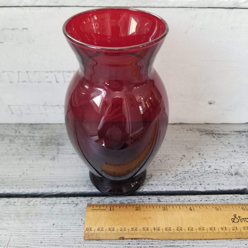 Vintage Red Vase Ruby Red Vase Vintage Glass Vase Vintage | Etsy