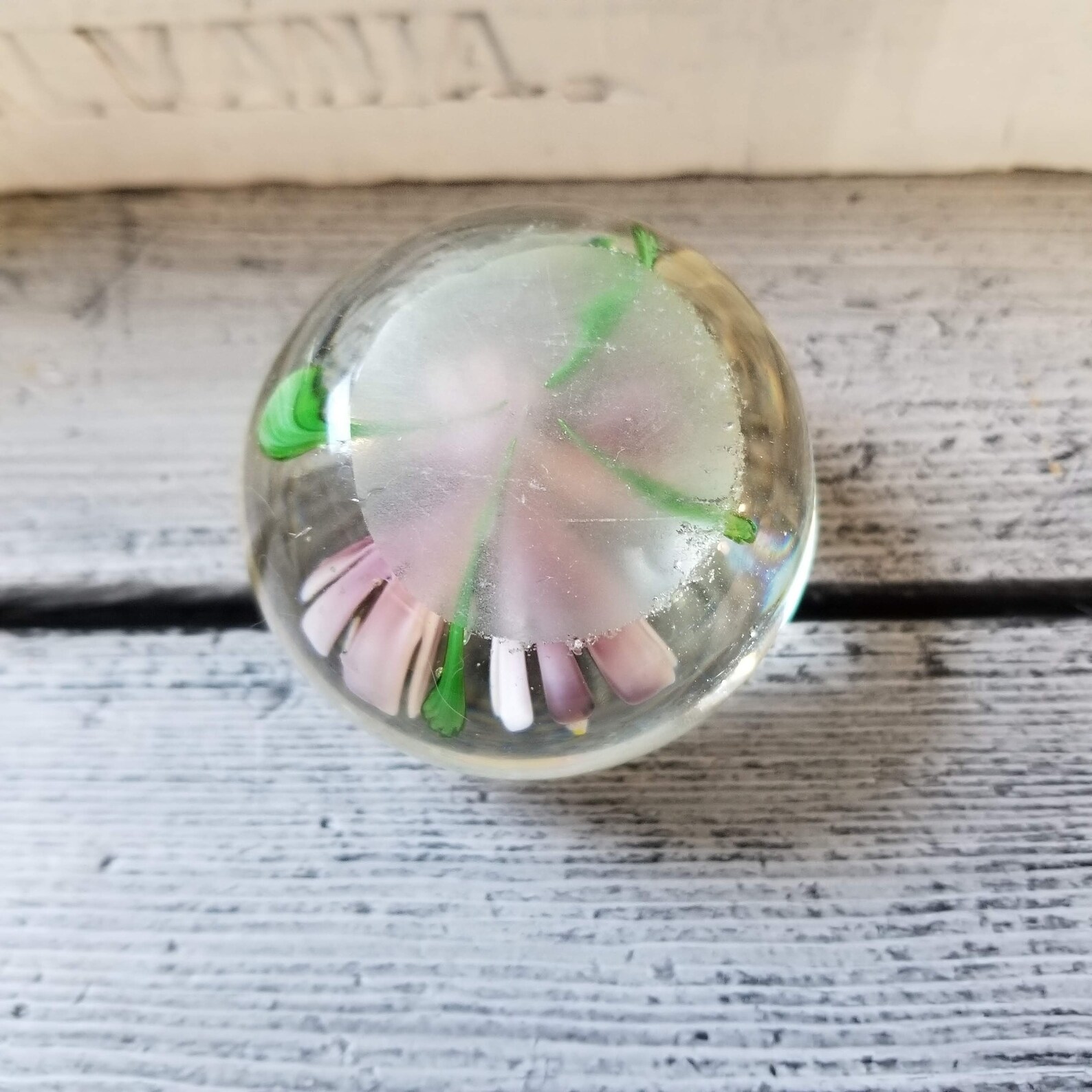 Glass Flower Paperweight Vintage Purple Flower Paperweight - Etsy
