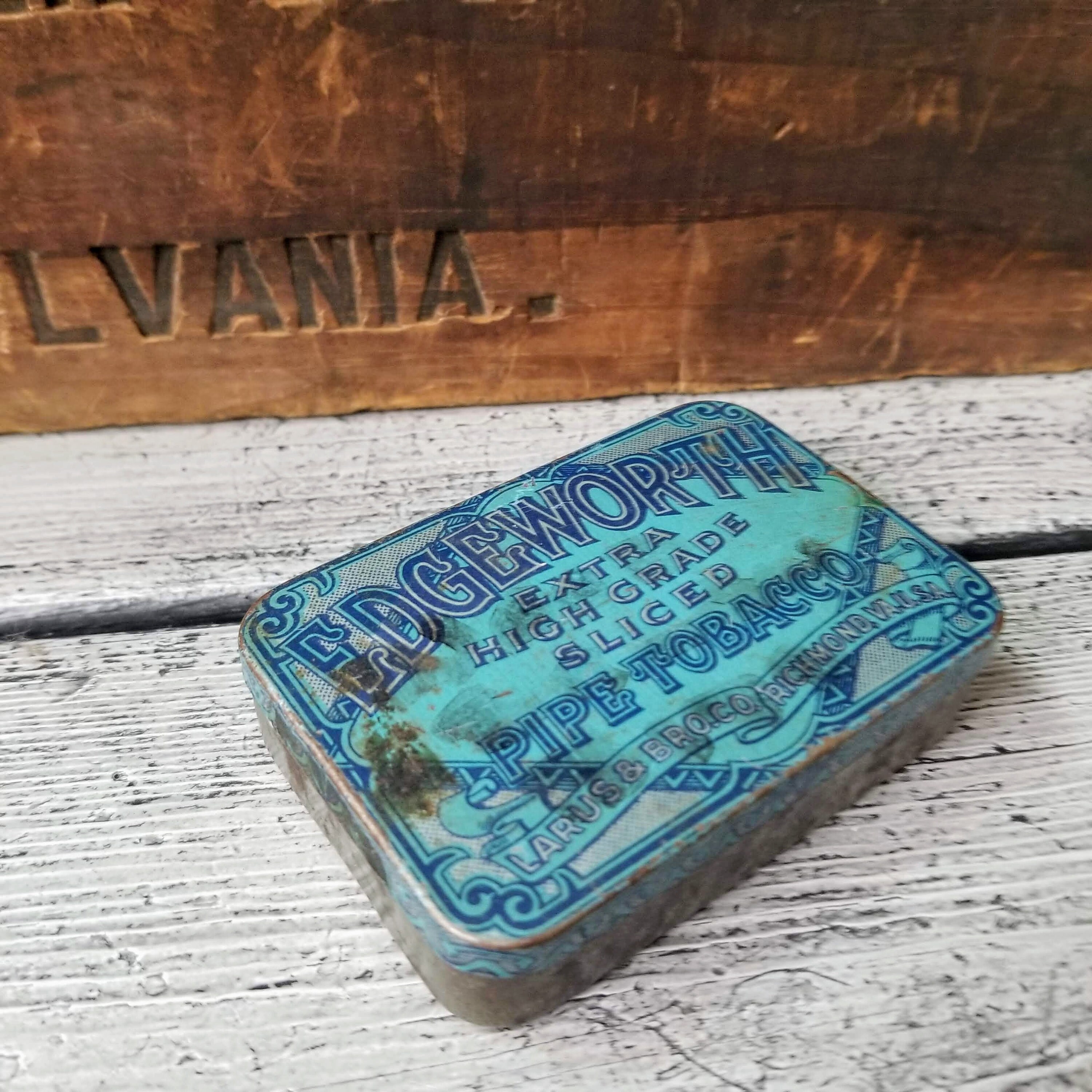 Edgeworth tobacco tin vintage blue tobacco tin small vintage | Etsy