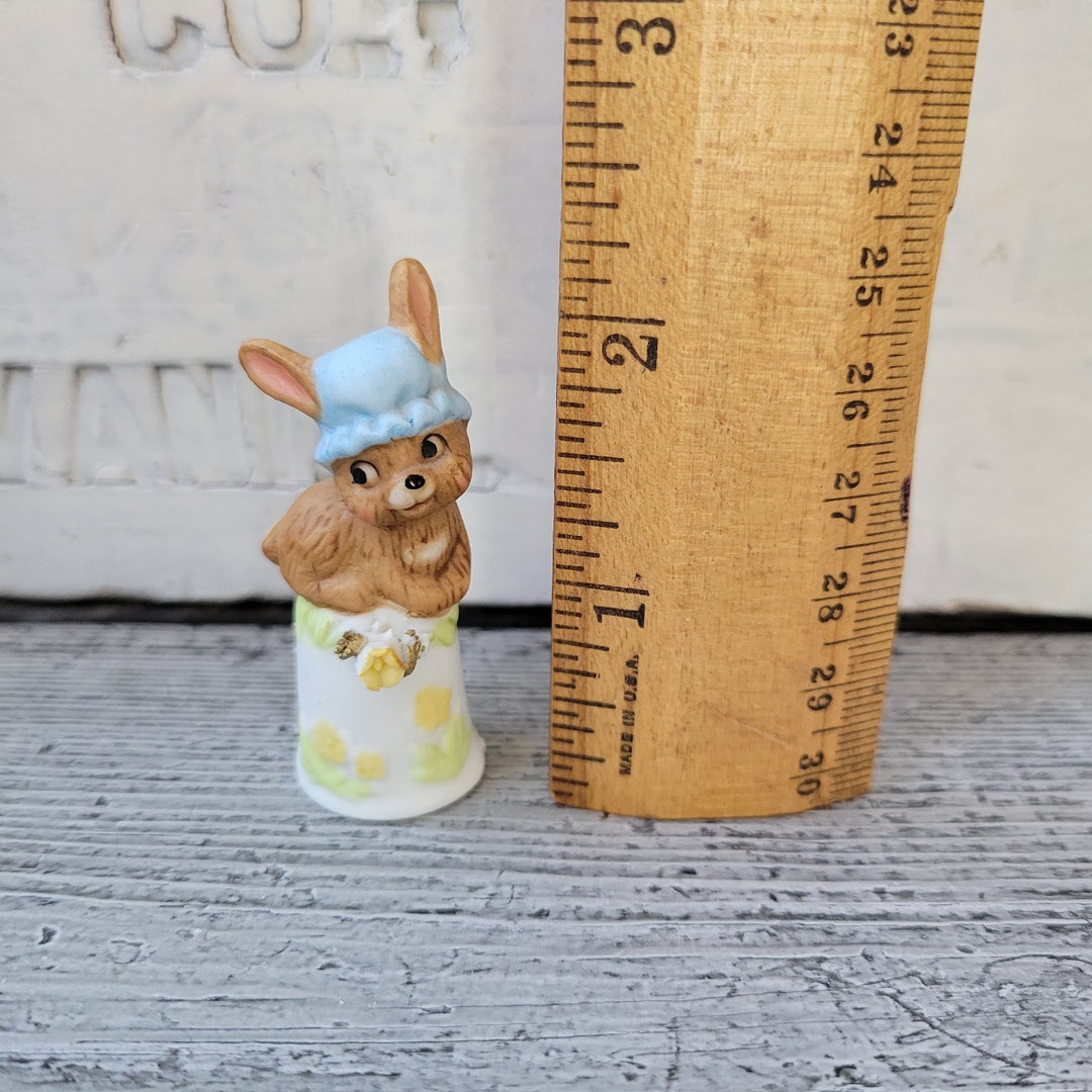 Vintage Rabbit Thimble Ceramic, Enesco Rabbit Thimble, Tiny Rabbit ...