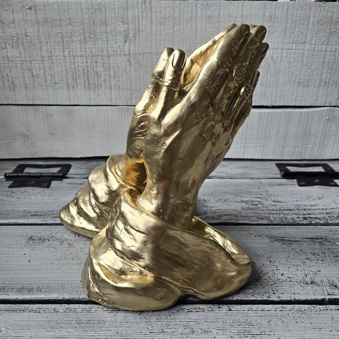 Vintage Gold Praying Hands, Gold Praying Hands 1970's, Plaster Praying ...