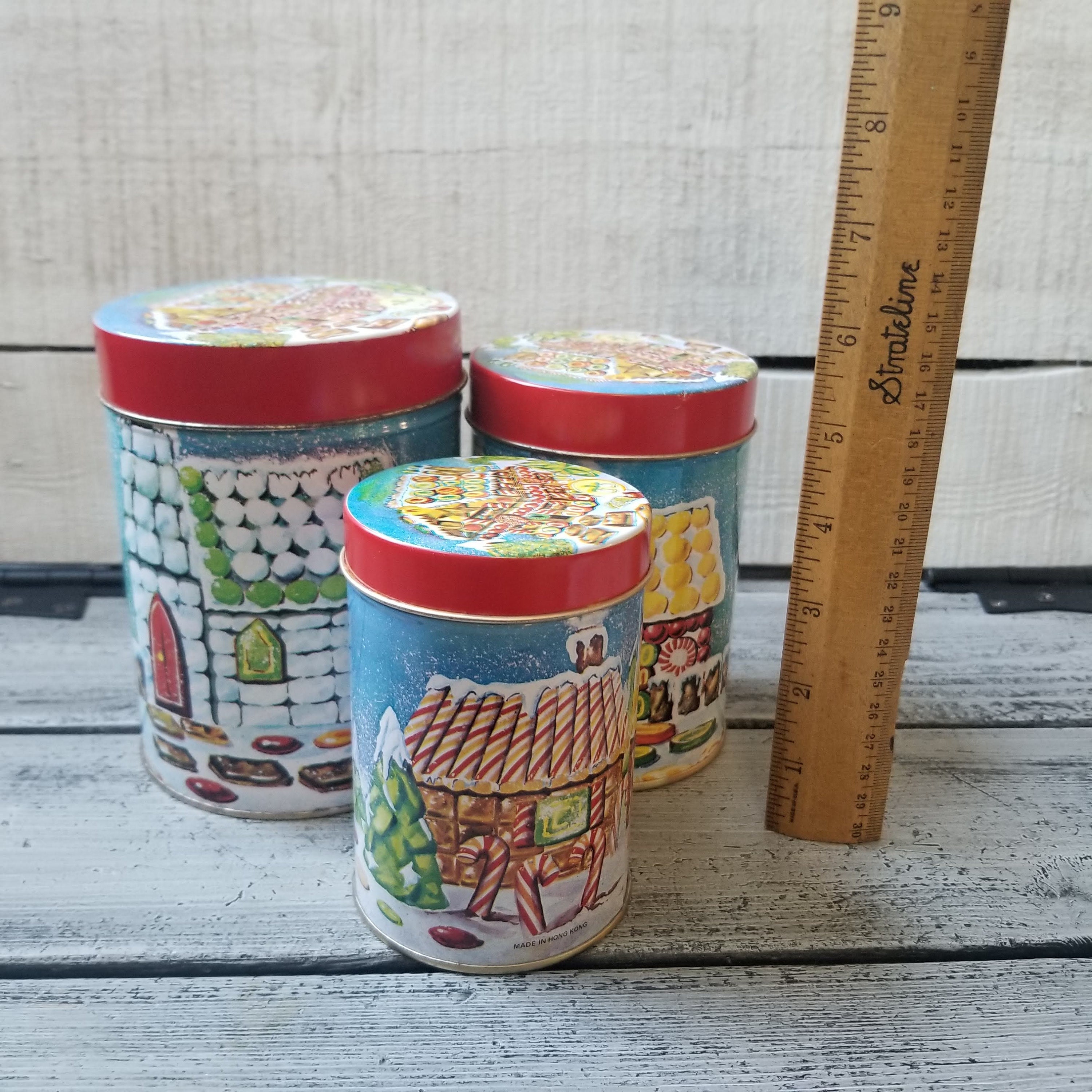 Christmas stackable tin set vintage Christmas tin set | Etsy