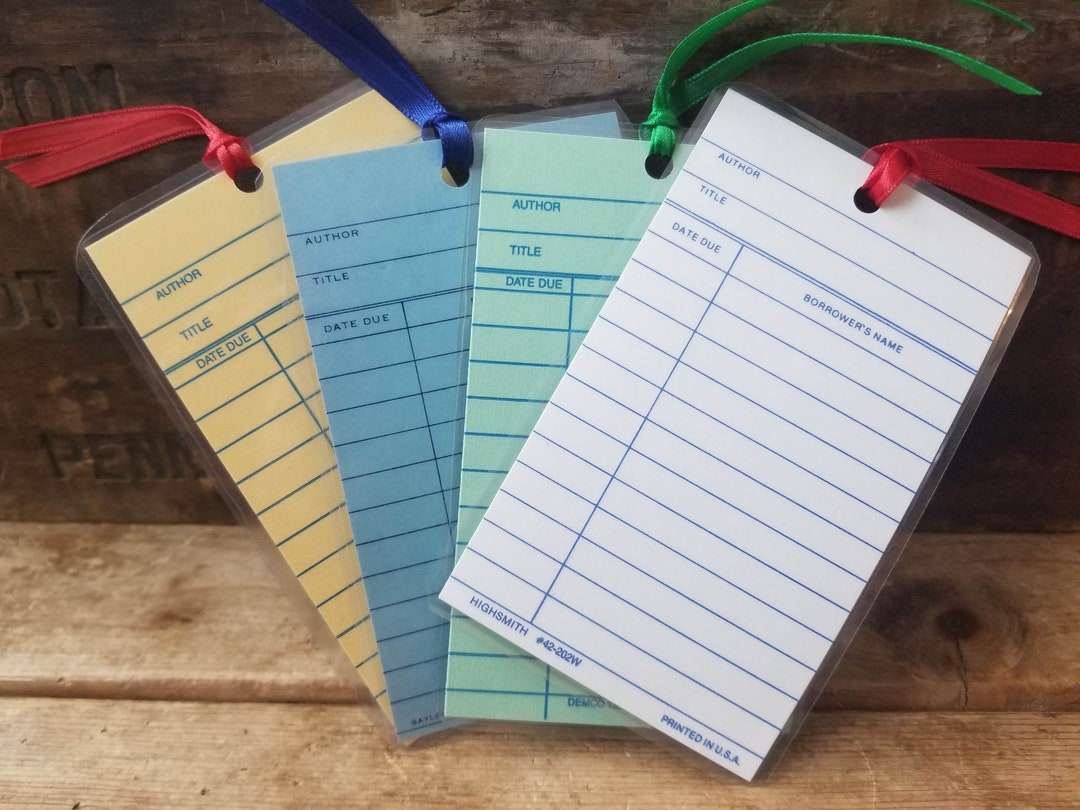 Library Checkout Card Bookmarks Set of 4, Blank Checkout Cards, Book ...