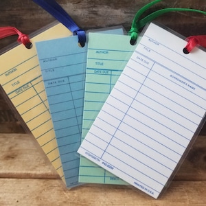 Library Checkout Card Bookmarks Set of 4, Blank Checkout Cards, Book ...