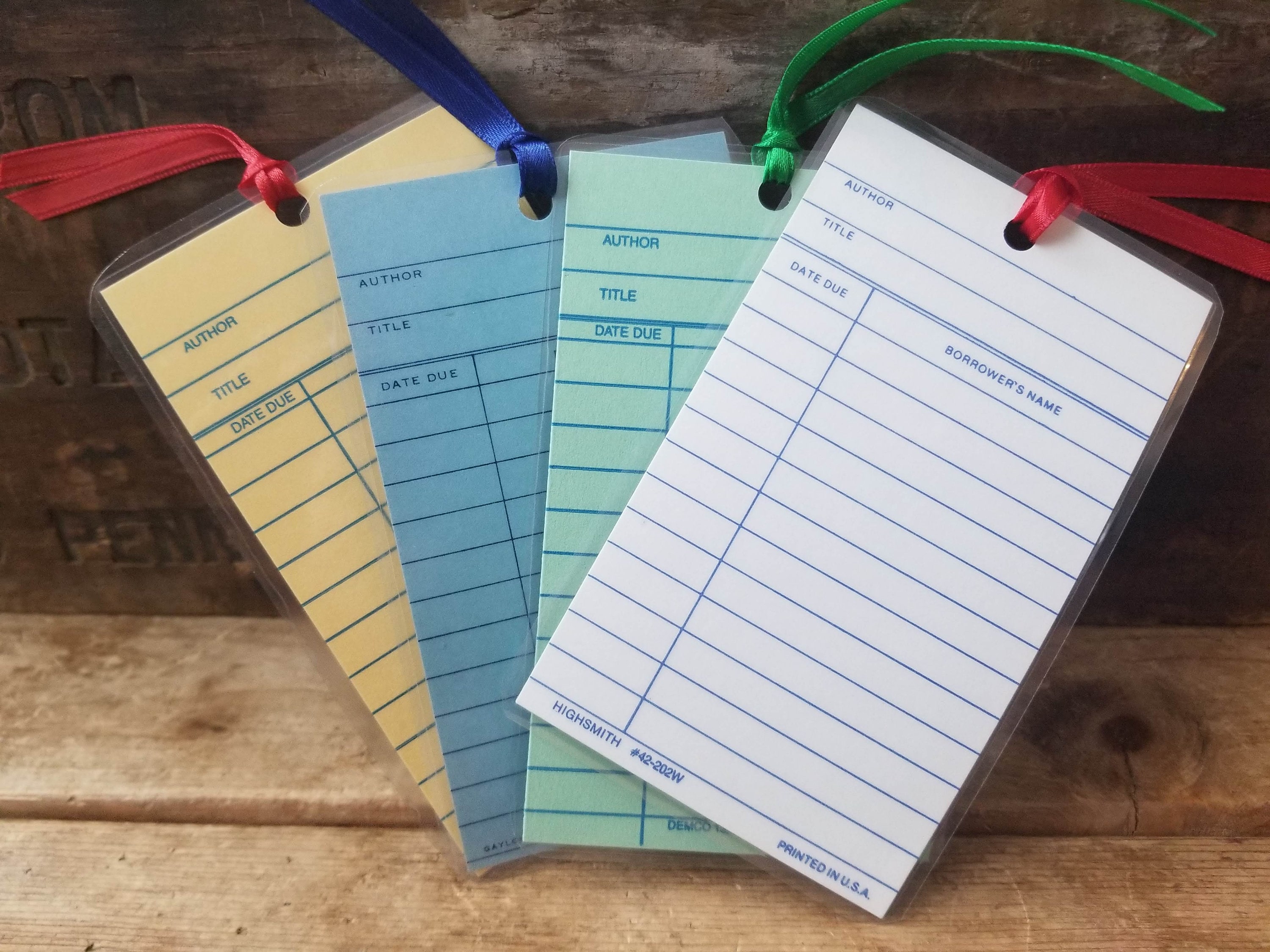 Library Checkout Card Bookmarks Set of 4 Vintage Blank - Etsy Canada