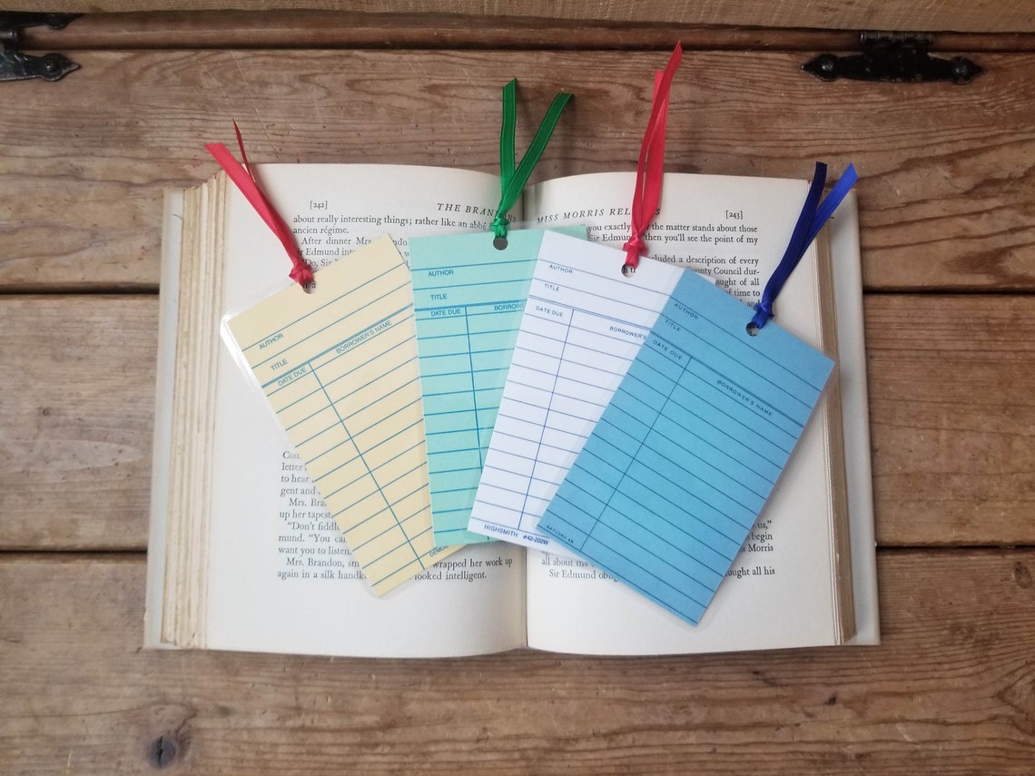 Library Checkout Card Bookmarks Set of 4 Vintage Blank - Etsy Canada