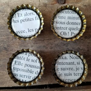 French Book Page Magnets, Set of 4 Shabby Chic Book Magnets, Upcycled ...