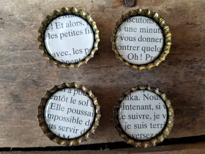 French Book Page Magnets Set of 4 Shabby Chic Book Magnets - Etsy
