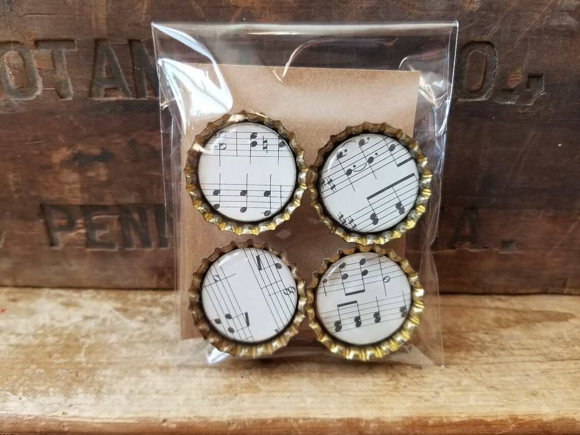 Sheet Music Magnets Music Note Magnets Set of 4 Shabby Chic | Etsy