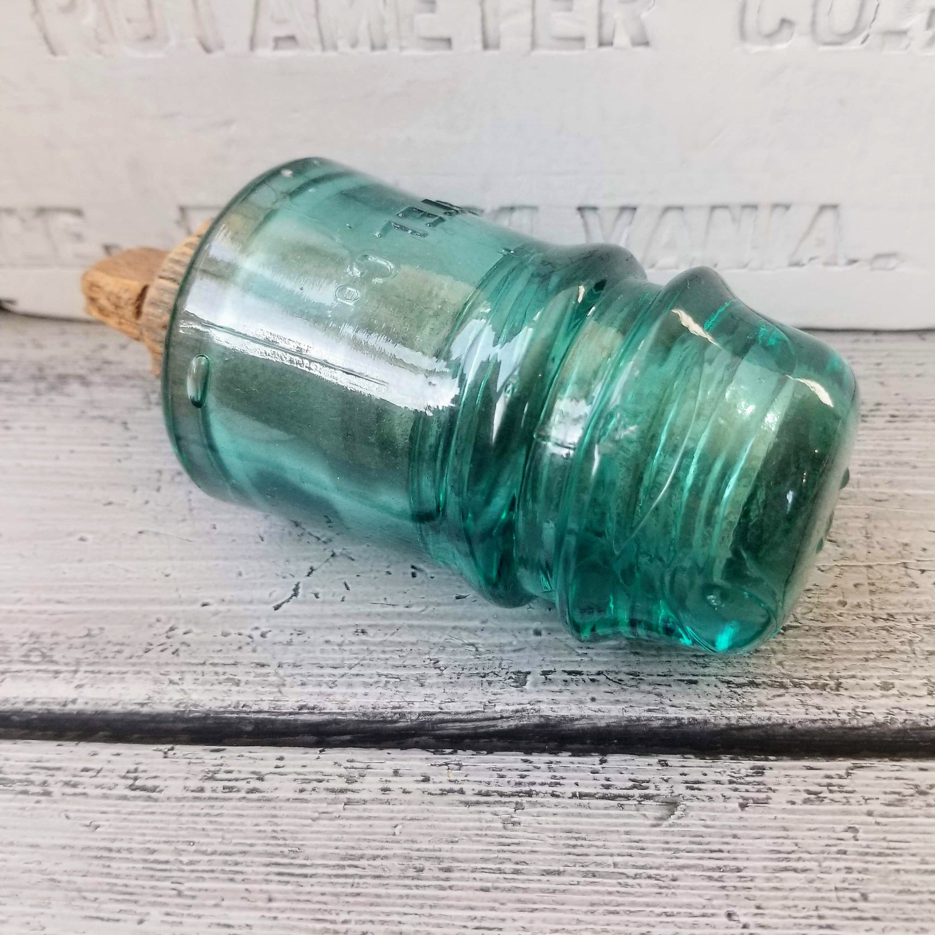 Green Glass Insulator With Wood AM Tel and Tel Co. Insulator - Etsy