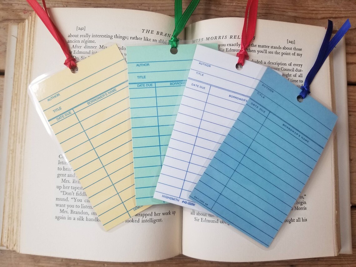 Library Checkout Card Bookmarks Set of 4 Vintage Blank - Etsy Canada