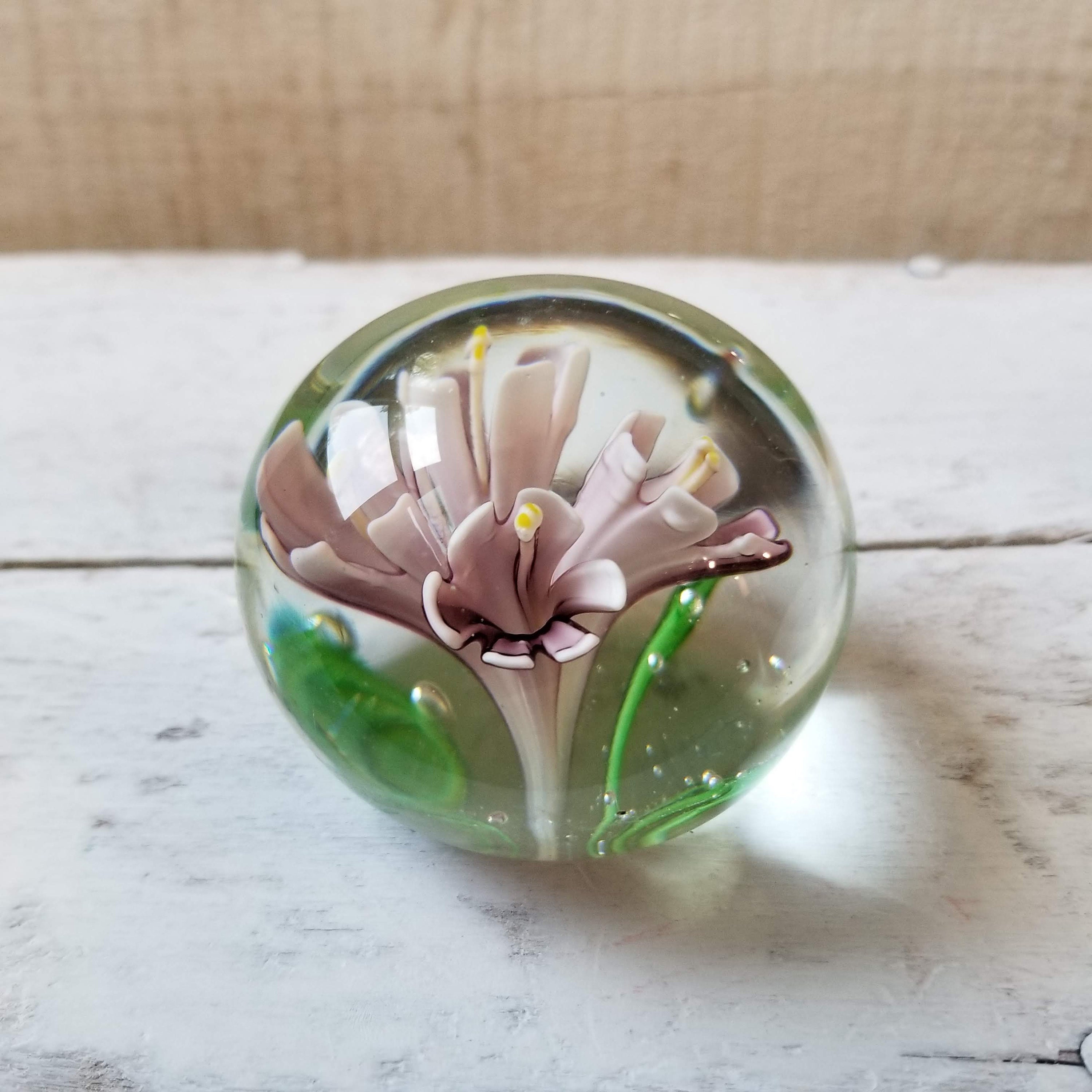 Glass Flower Paperweight Vintage Purple Flower Paperweight - Etsy