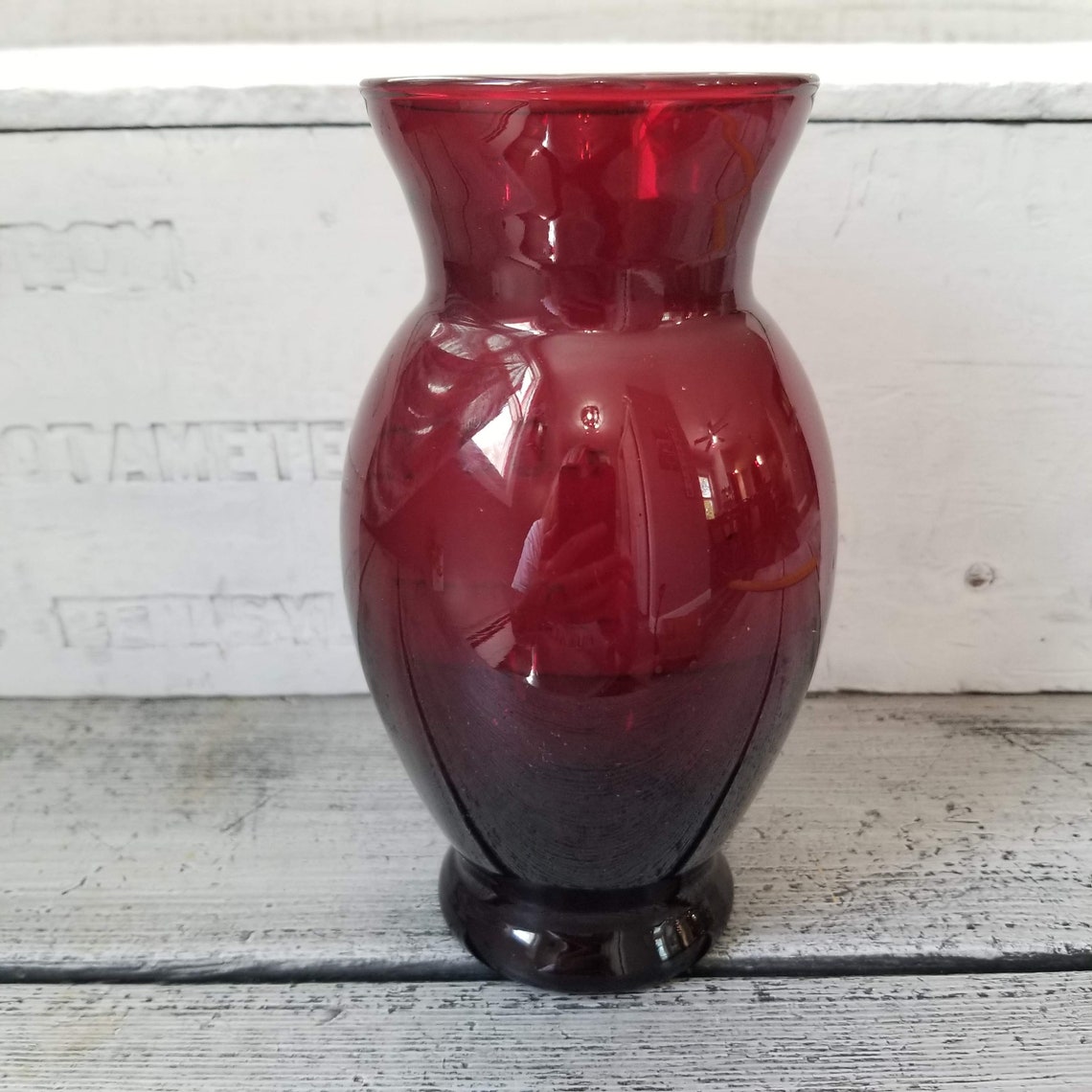 Vintage red vase ruby red vase vintage glass vase vintage | Etsy