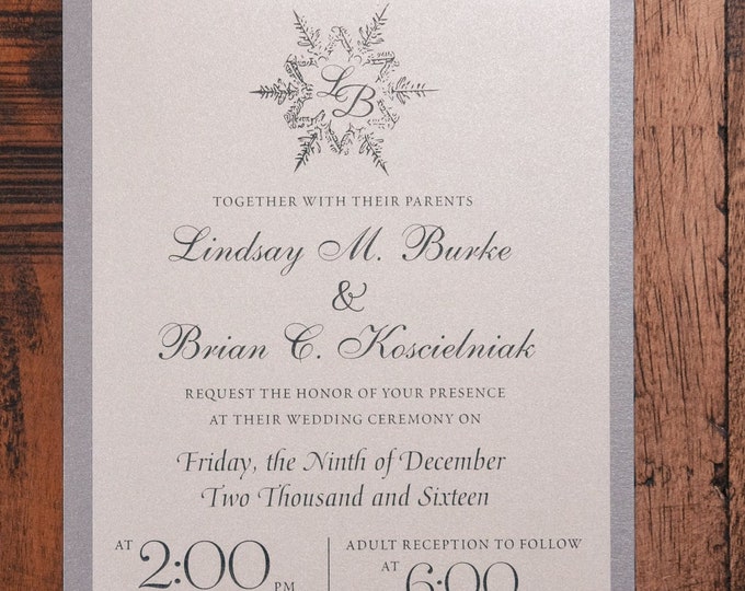 Snowflake Wedding Invitation, Snowflake Invitation, Snowflake Wedding ...