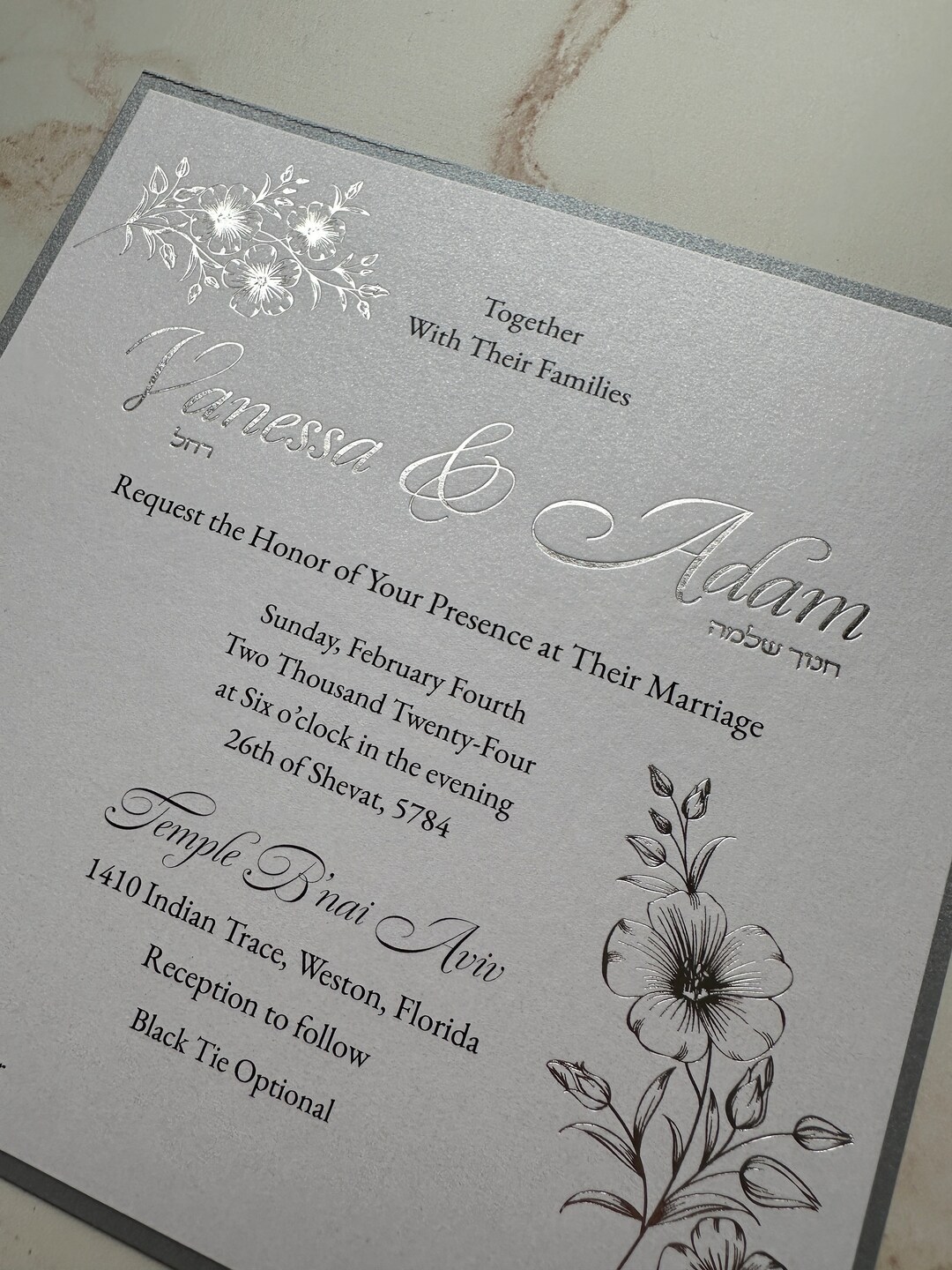 Silver Foil Wedding Invitation, Silver Wedding Invitation, Foil ...