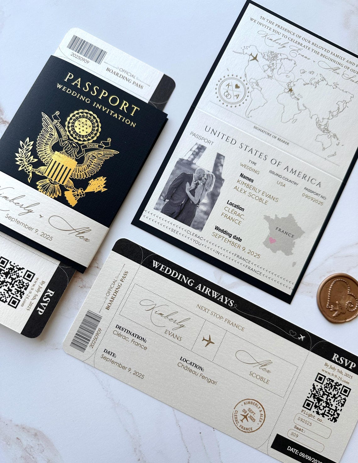 Black Passport With Gold Foil and Band Wrapped Around. Elegant Foil ...