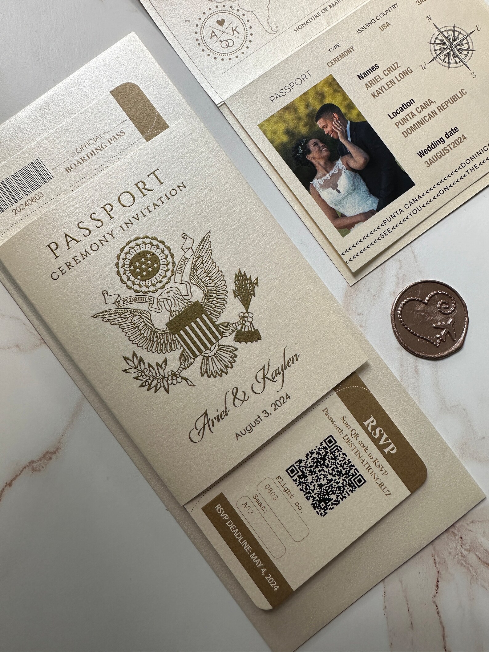 Foil Passport Invitations, Gold Foil Wedding Invitation, Gold Foil ...