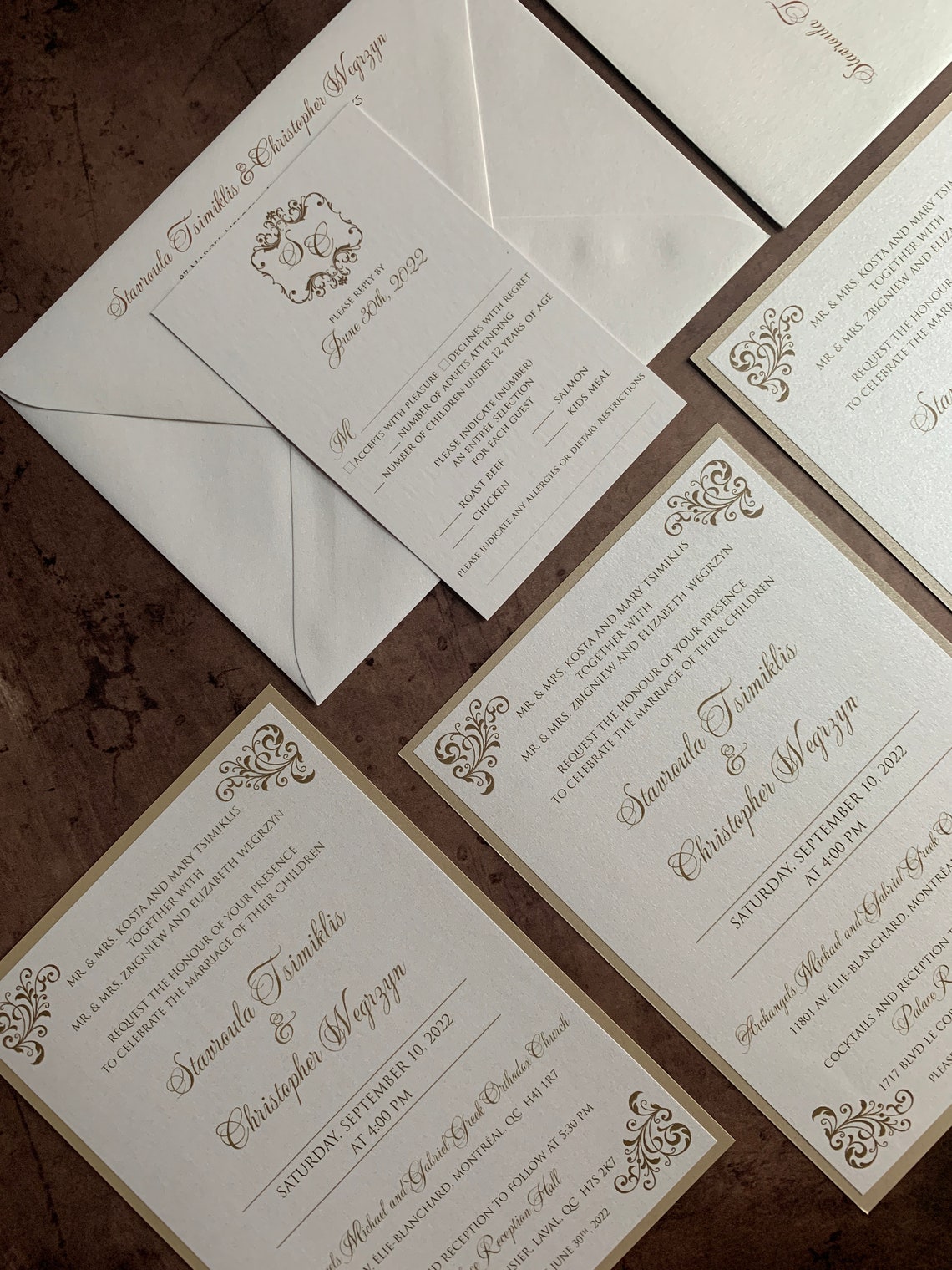 Raised Gold Ink Wedding Invitation Gold Thermography - Etsy