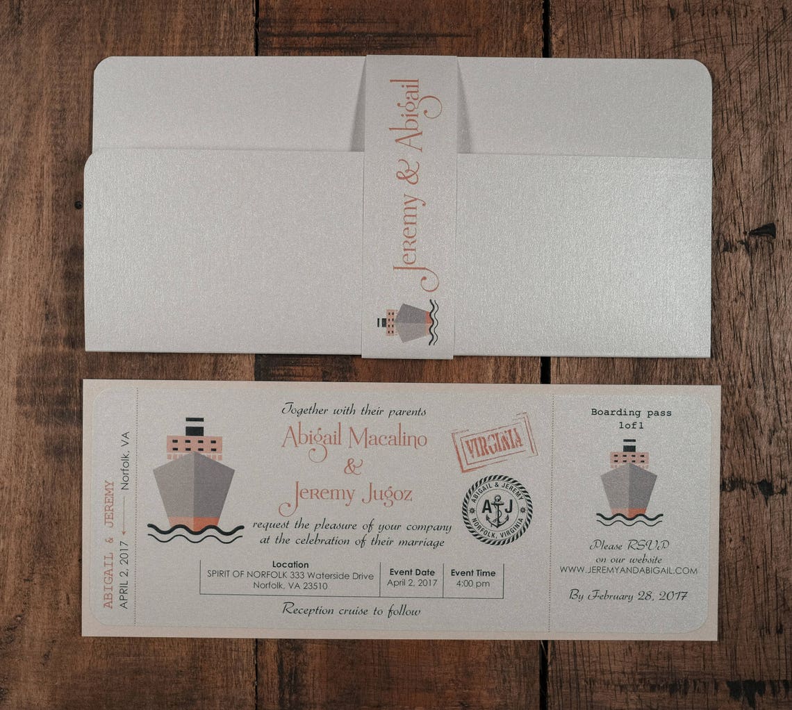 Cruise Ship Wedding Invitation Cruise Ship Boarding Pass | Etsy